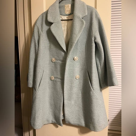 elevenses | Jackets & Coats | Elevenses Powder Light Blue Coat Womens ...